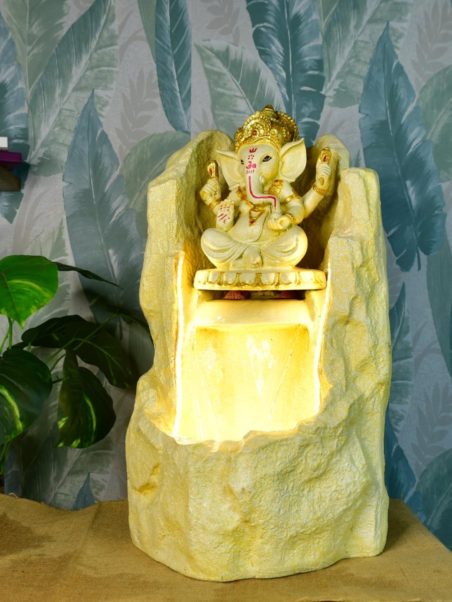 Sowpeace Golden Ganesha Water Fountain – Elegant Ganesha Sitting ...