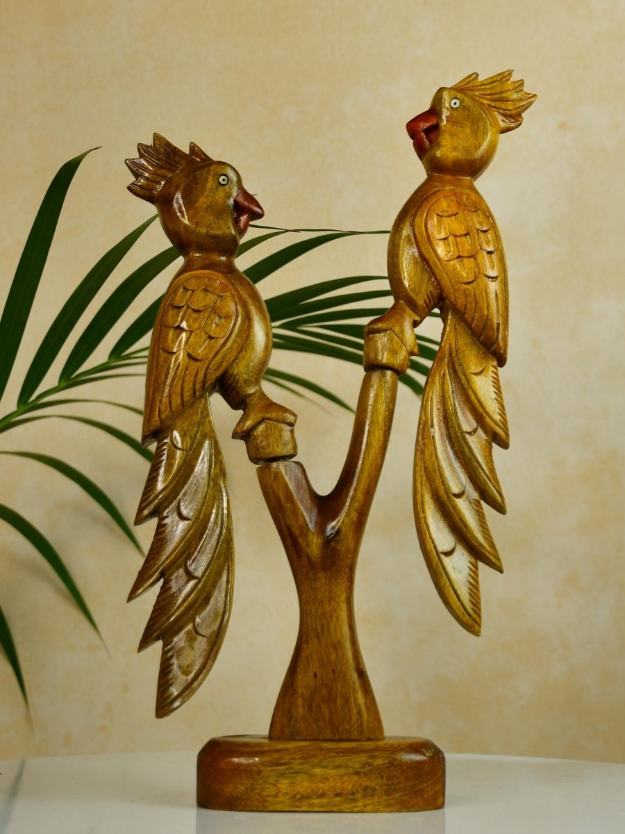 Shop Sowpeace's Hand Carved Wooden Parrot Set of Sculptures
