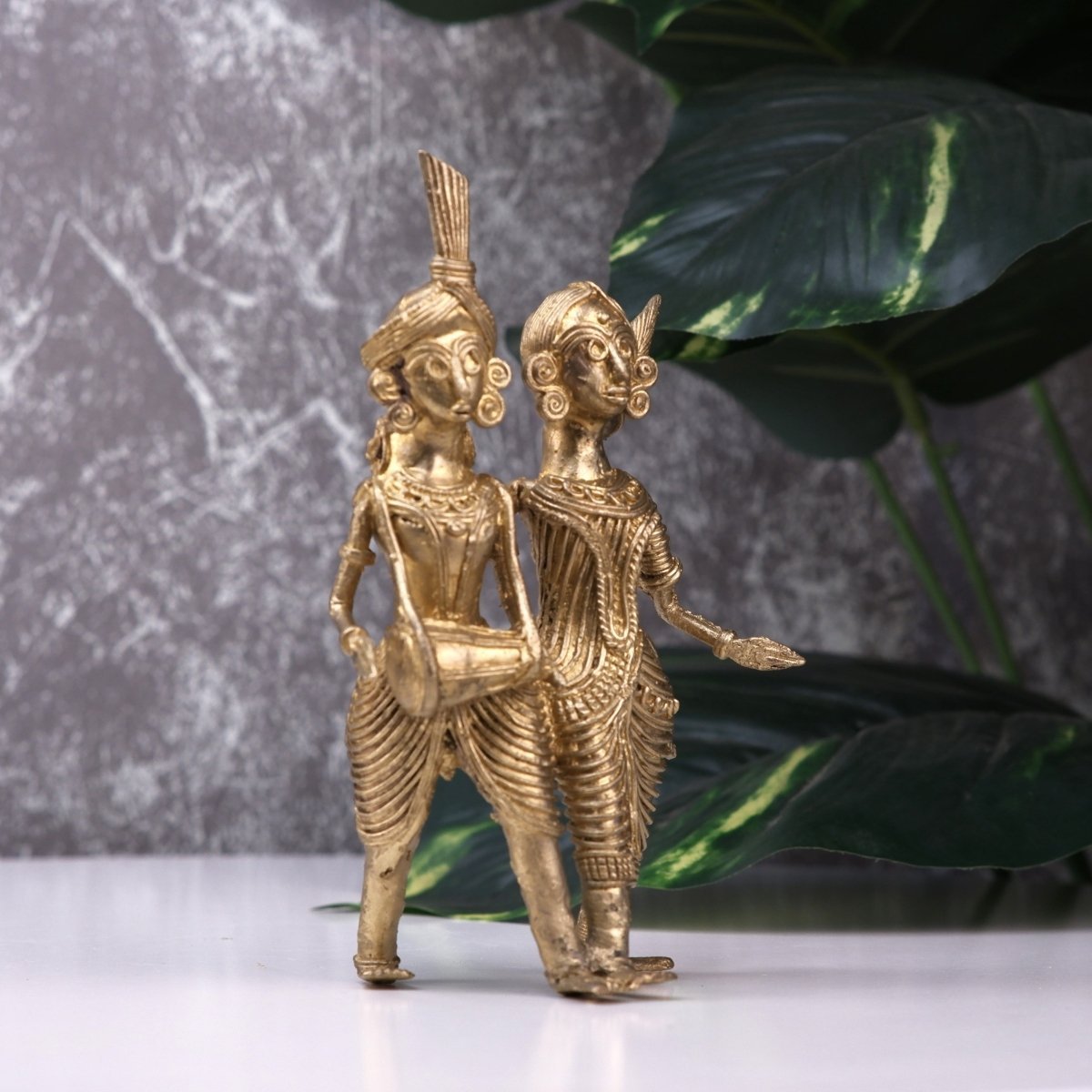 Buy Dhokra Tribal Couple Brass Decorative Item at Sowpeace
