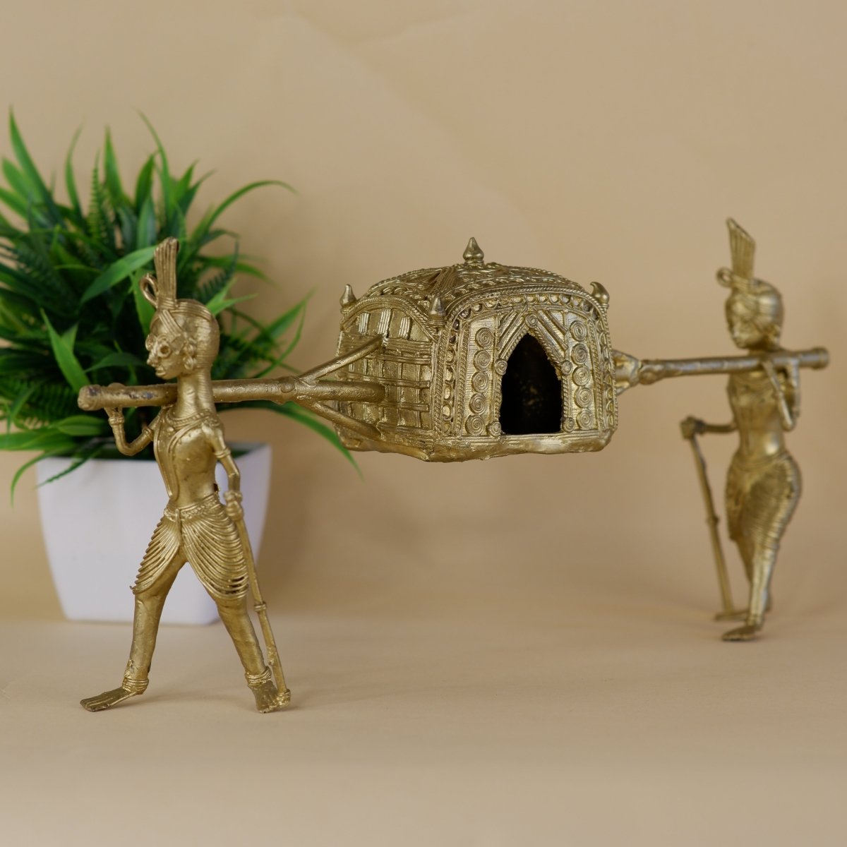 Buy Handcrafted Dhokra Brass Palki Tabletop Decor Online – Sowpeace