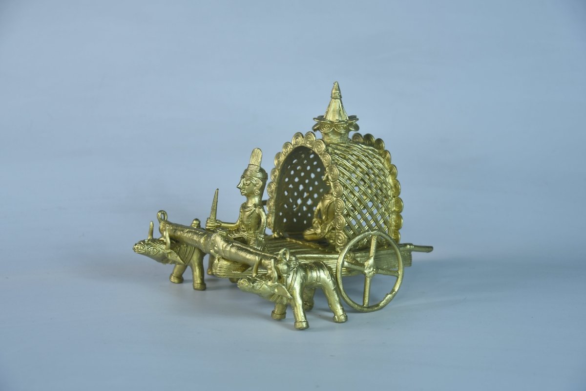Dhokra art Brass Decor Cow Cart - Sowpeace
