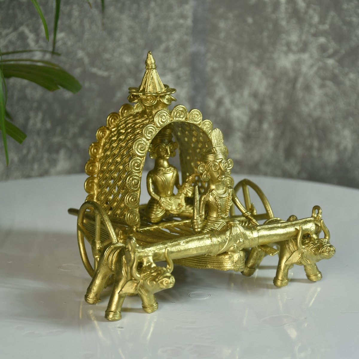Dhokra art Brass Decor Cow Cart - Sowpeace