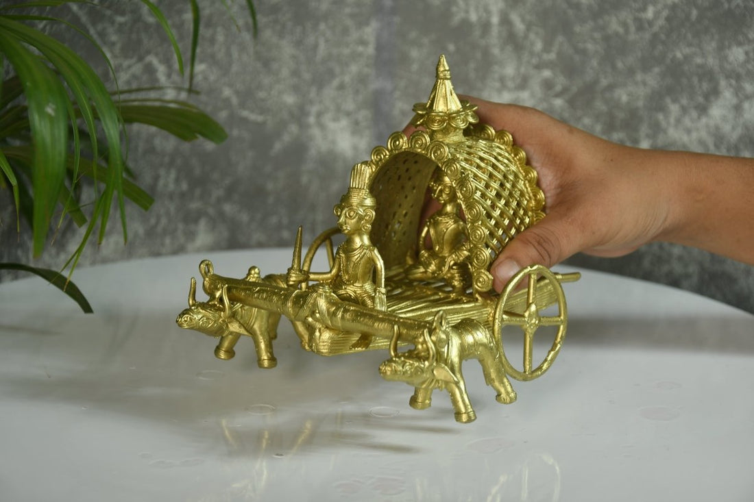 Dhokra art Brass Decor Cow Cart - Sowpeace
