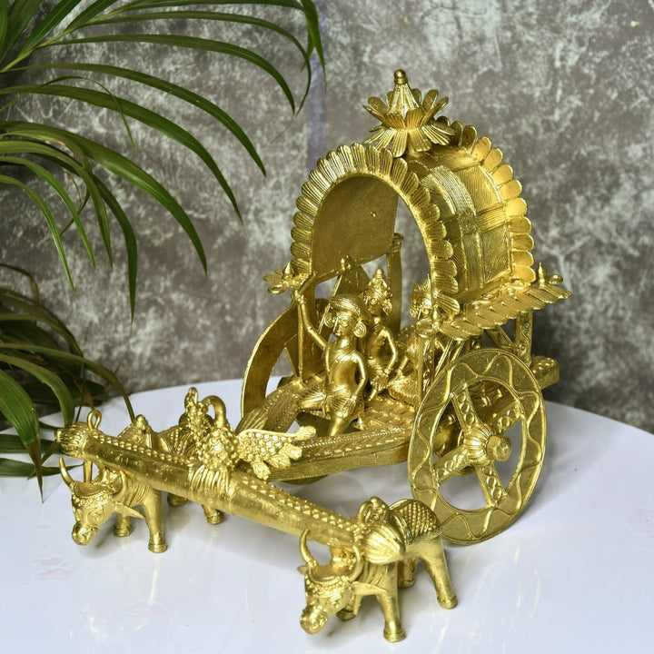 Buy Dhokra Cow Cart Metal Decor Online at Sowpeace